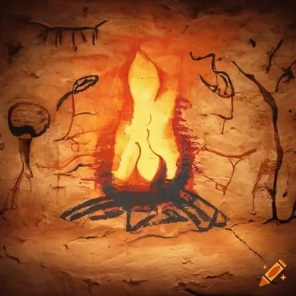 Cave painting of a camp fire