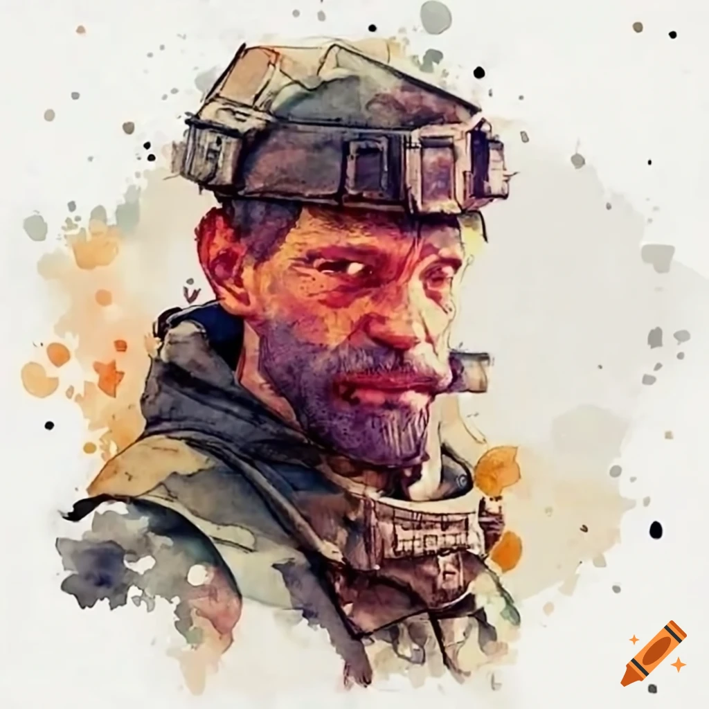 Ink illustration of a us army ranger turned private military contractor ...