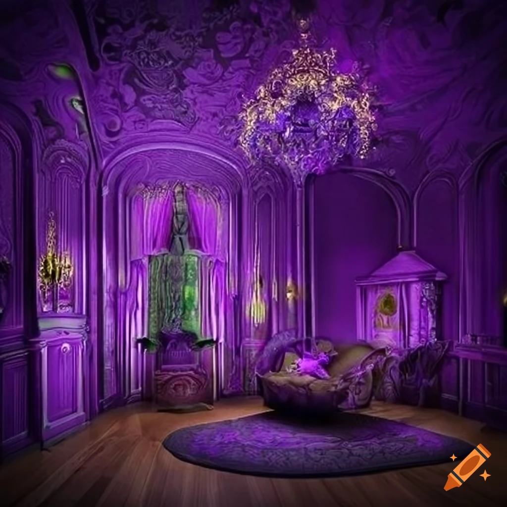 Purple magical abstract room on Craiyon
