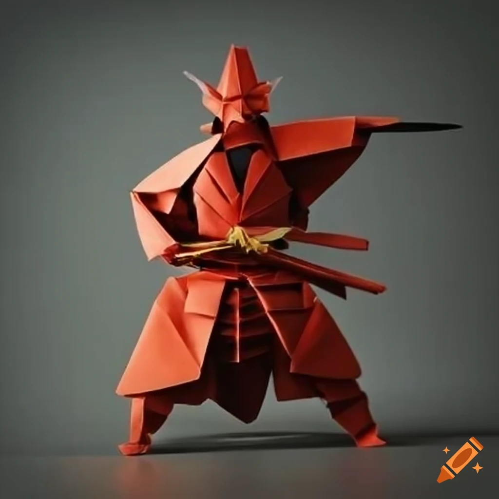 Samurai scholar creating origami art on Craiyon
