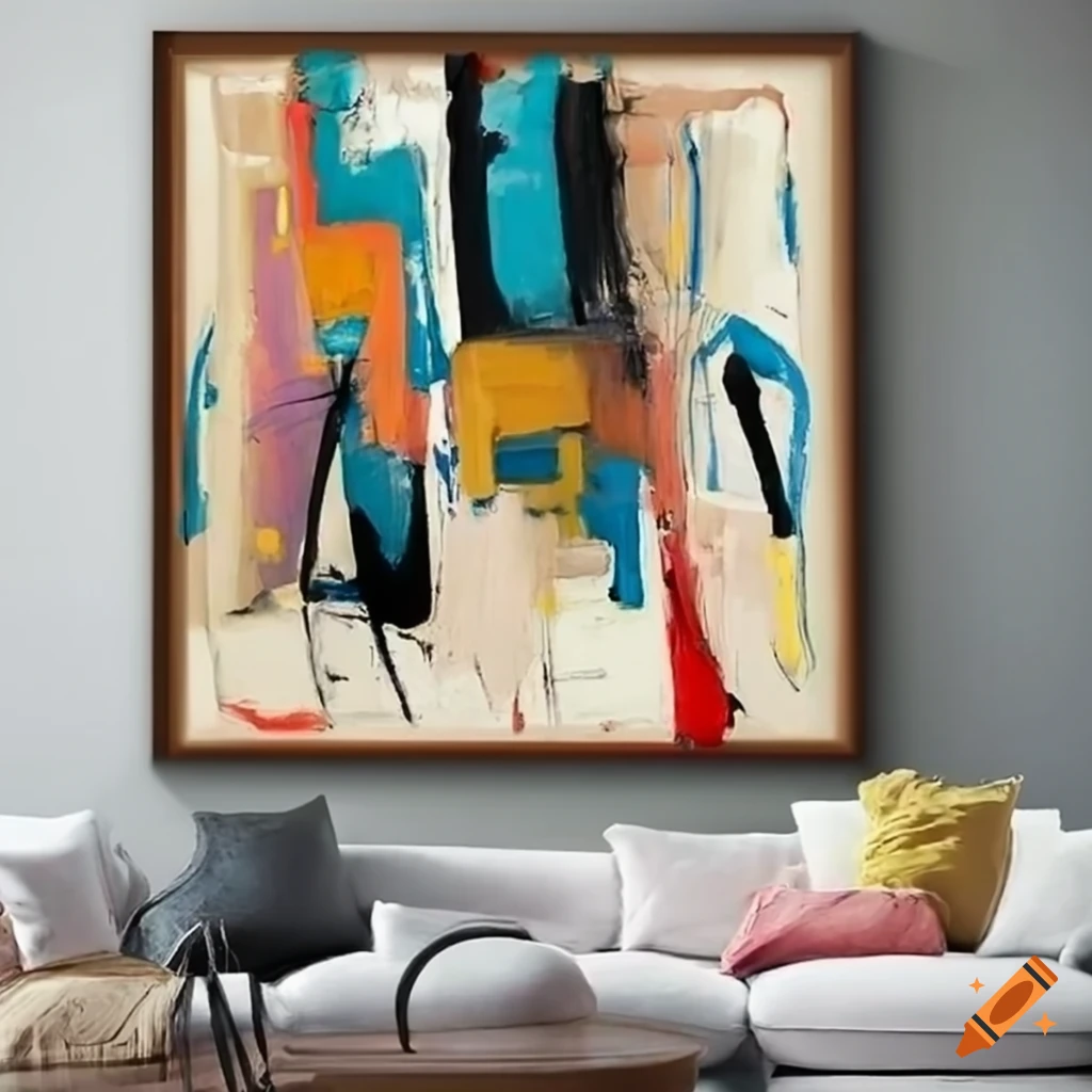 Abstract expressionism art in a modern interior on Craiyon