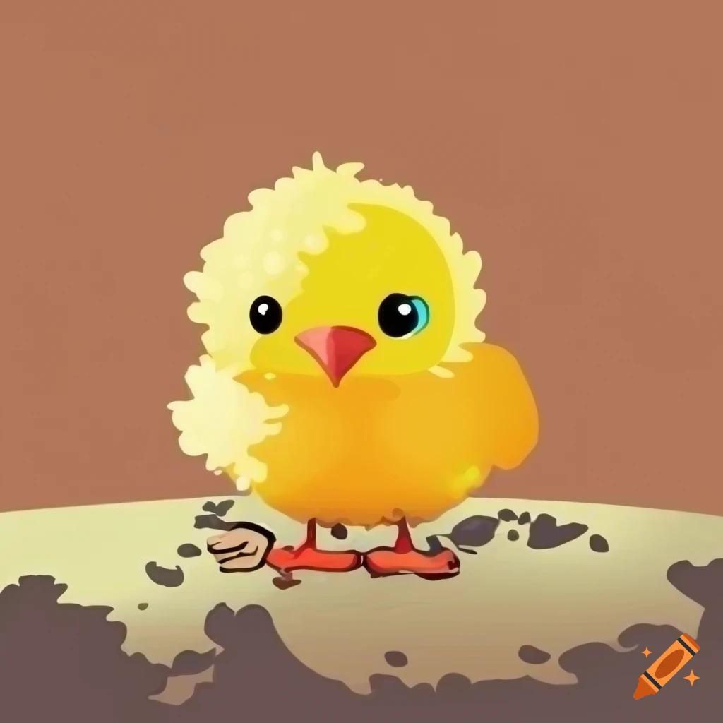 Baby chick digging hole with shovel on Craiyon