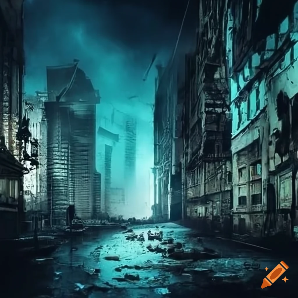 Gritty urban cityscape on Craiyon