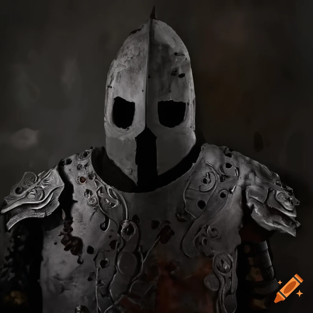 Haunted knight armor in a dark castle on Craiyon