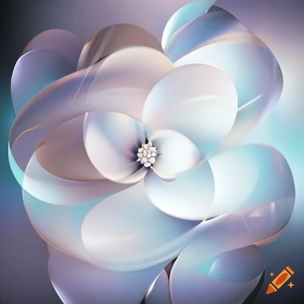Abstract metallic flowers on silver backdrop on Craiyon