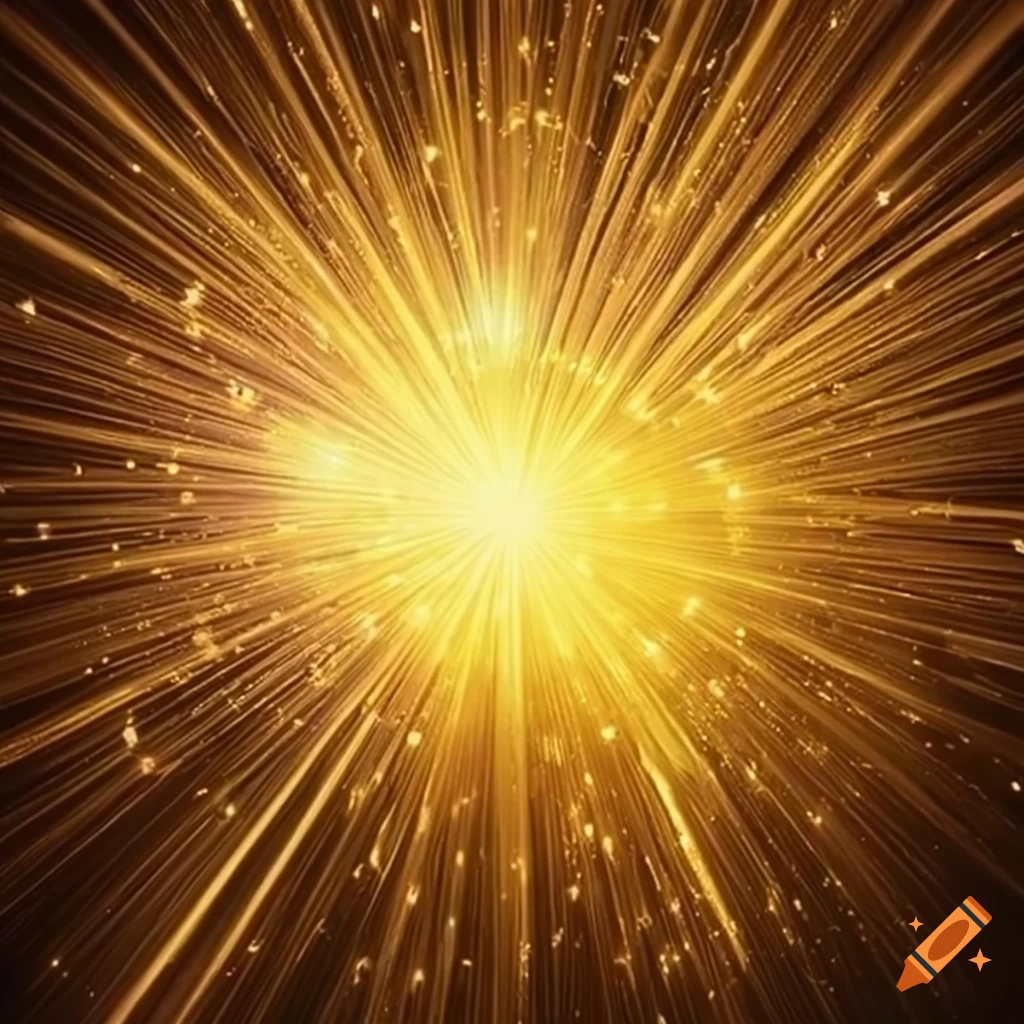 Golden sparkling light rays on Craiyon