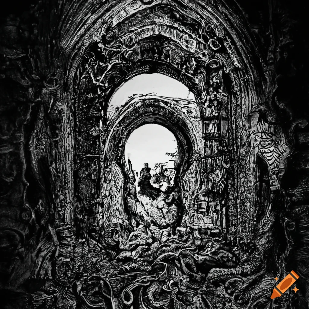 Detailed ink drawing of Xasthur - Portal of Sorrow on Craiyon