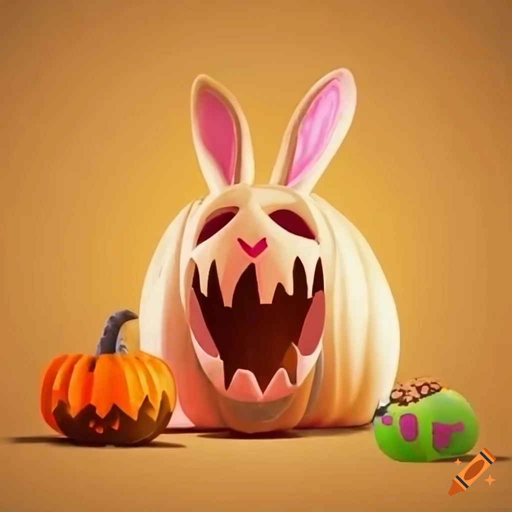 Festive easter jack o lantern with bunny face on Craiyon