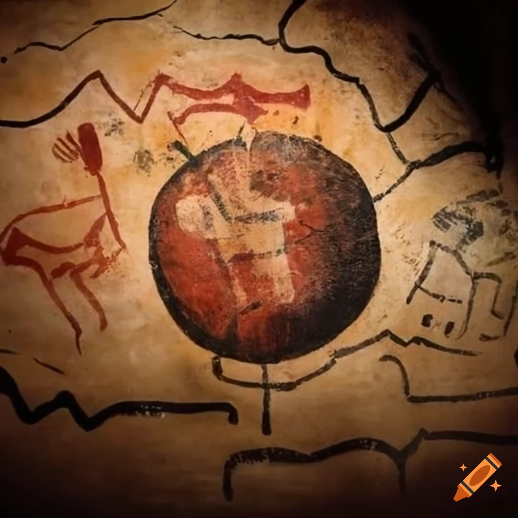 Cave painting of flat earth concept on Craiyon