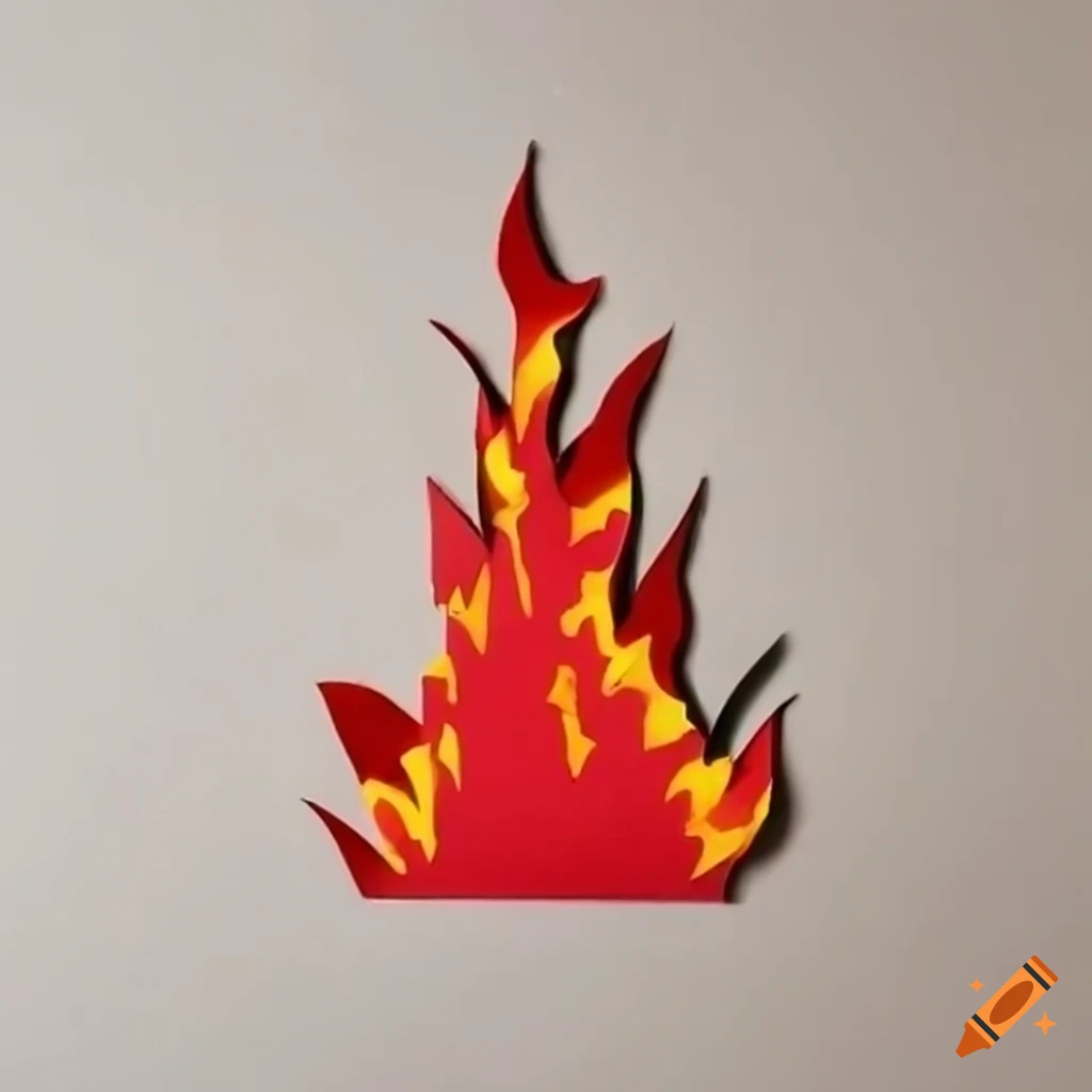 Paper cutout of fire made of construction paper on Craiyon