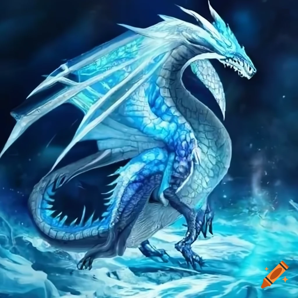 Image of a majestic ice dragon with sparkling wings on Craiyon