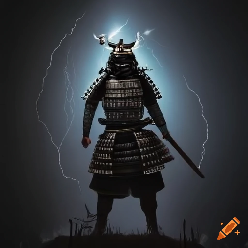 Image of a samurai standing in the rain on Craiyon