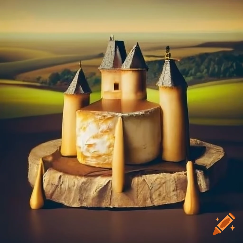 Image of a cheese castle in the countryside on Craiyon