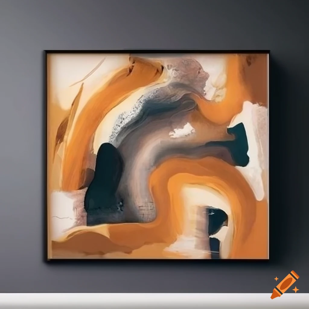 Modern abstract artwork hanging on a wall in a cosy interior on Craiyon