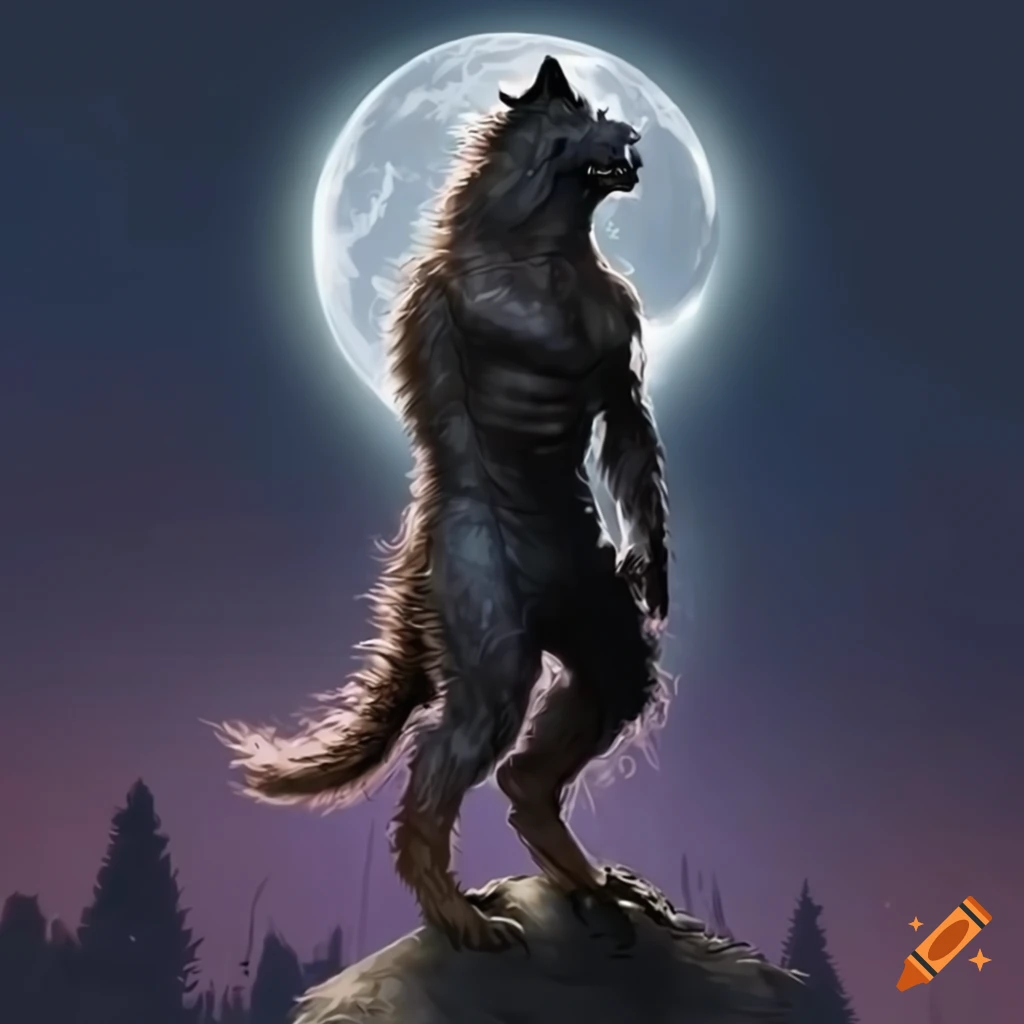 Wolfman Howling At The Moon Werewolf Howling At The Moon On Craiyon