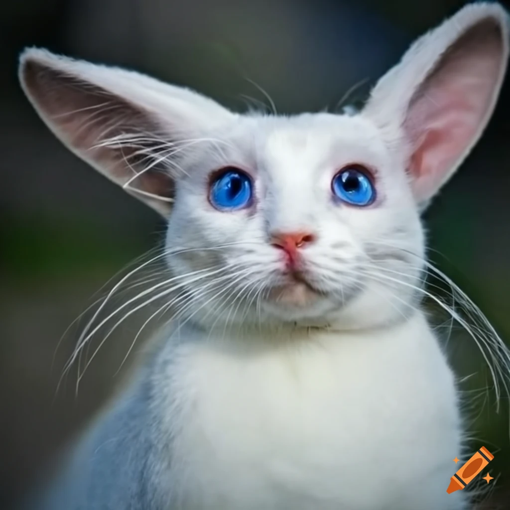 Image of a white rabbit-cat hybrid underwater on Craiyon