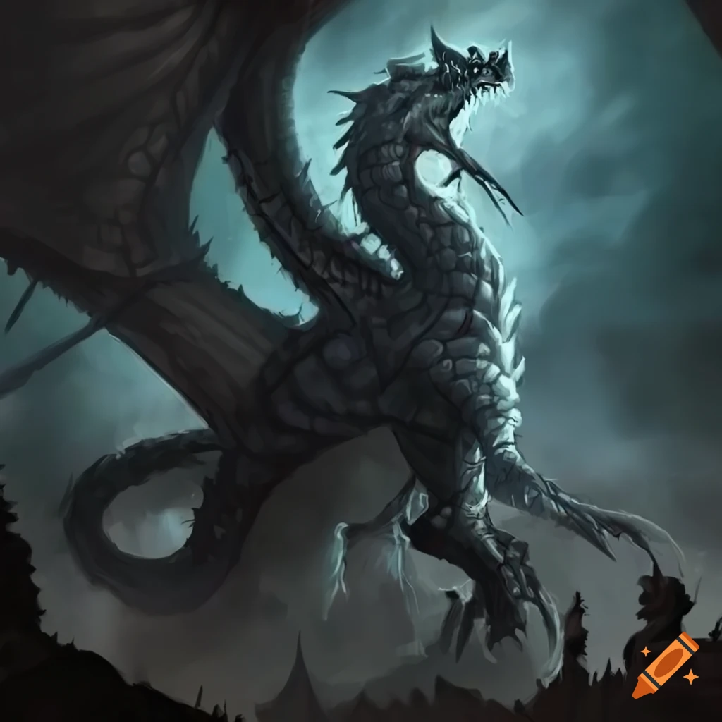 Grey dragon in a smoky atmosphere on Craiyon