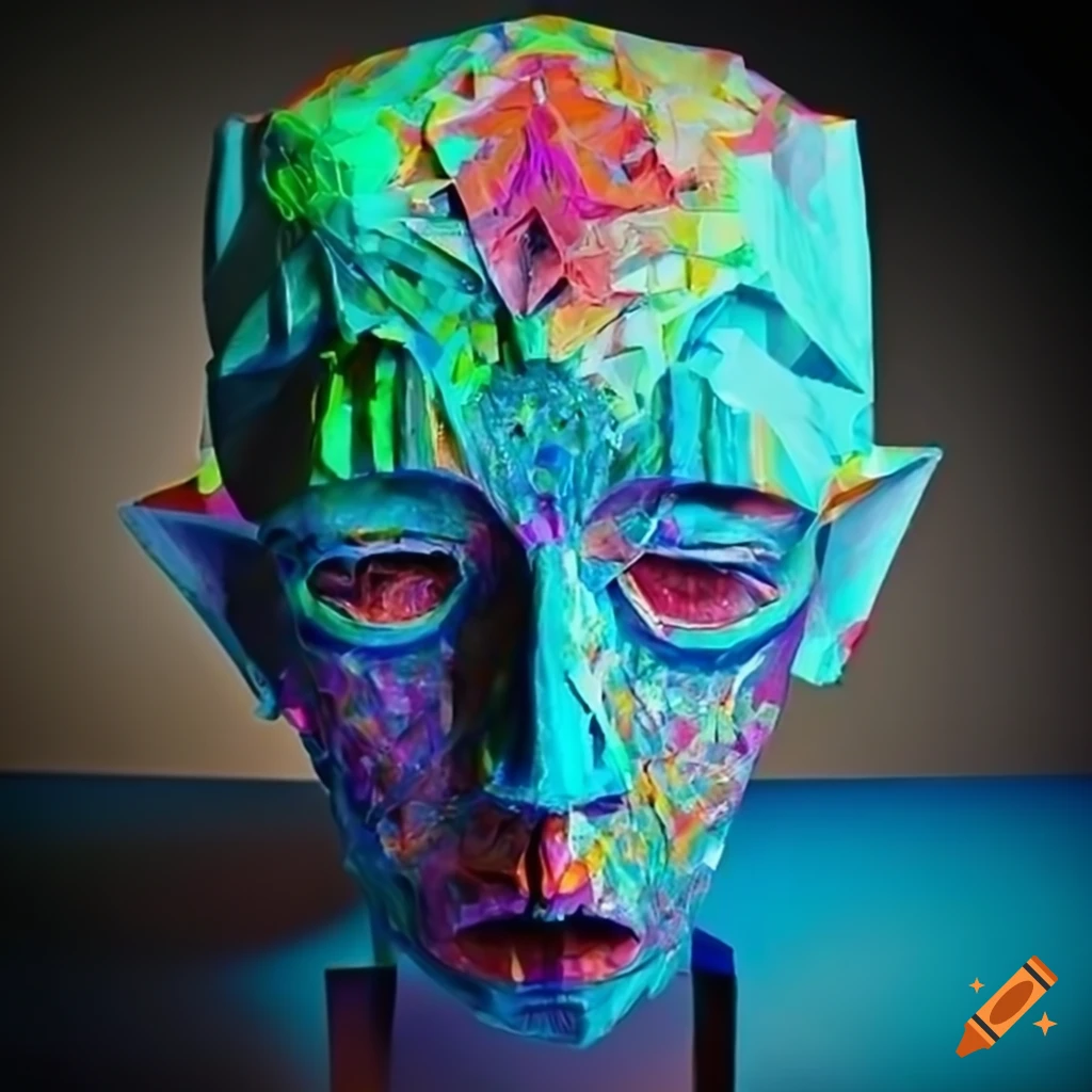 Intricate and colorful origami sculptures on Craiyon