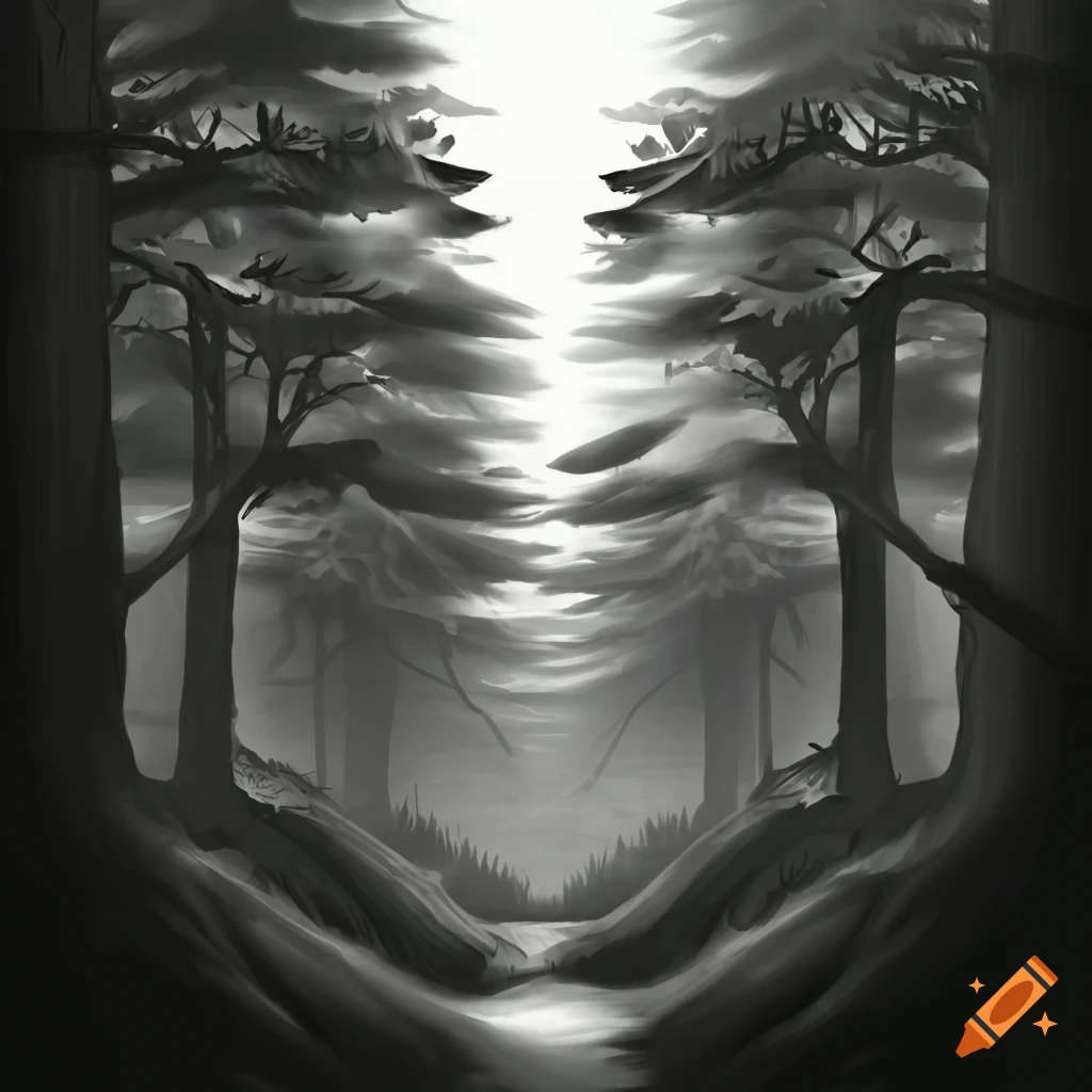 Beautiful forest scenery on Craiyon