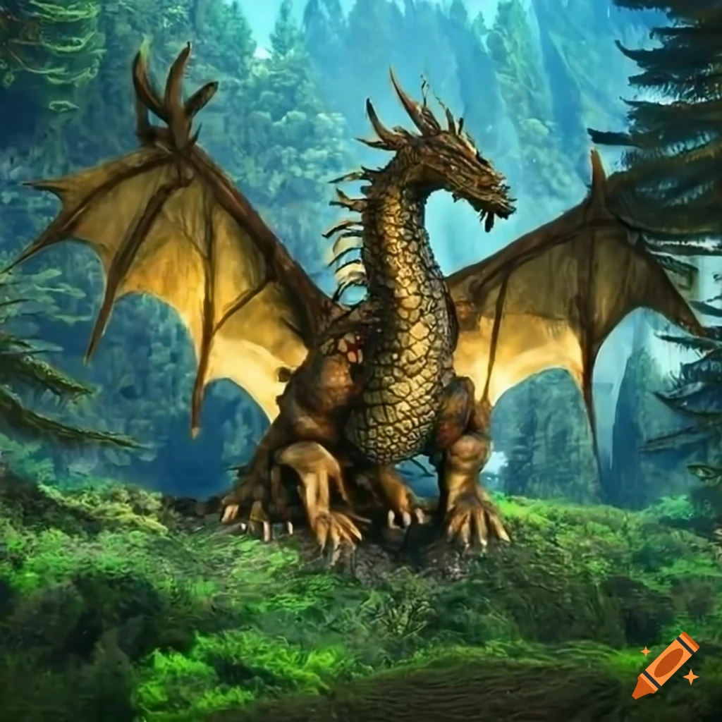 Image of a majestic european dragon on a mountainside on Craiyon