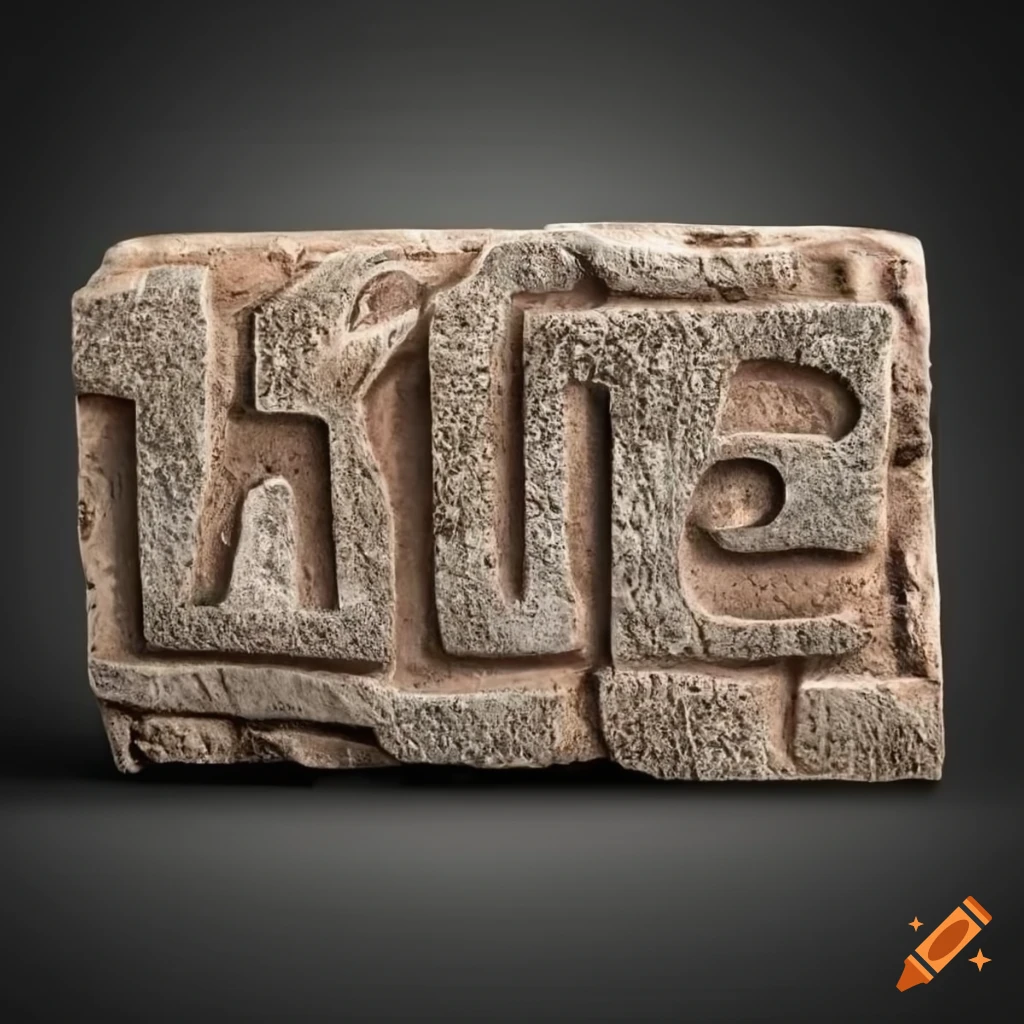 Ancient stone slab engraved in Latin alphabet on Craiyon