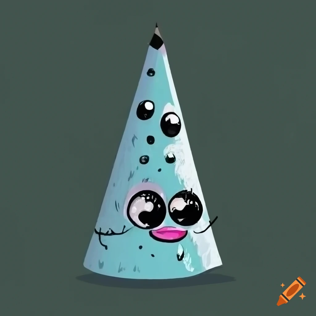 Cartoon cone character happy in the forest on Craiyon