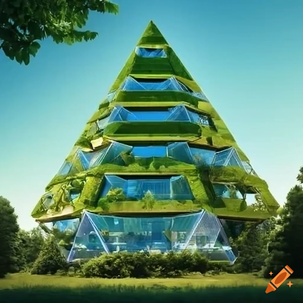 Futuristic residential building with green facade on Craiyon