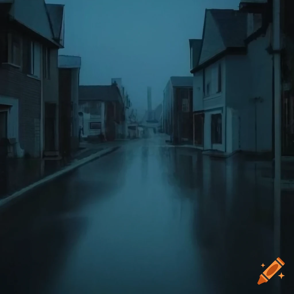 Unsettling photo of a quiet neighborhood at night on Craiyon