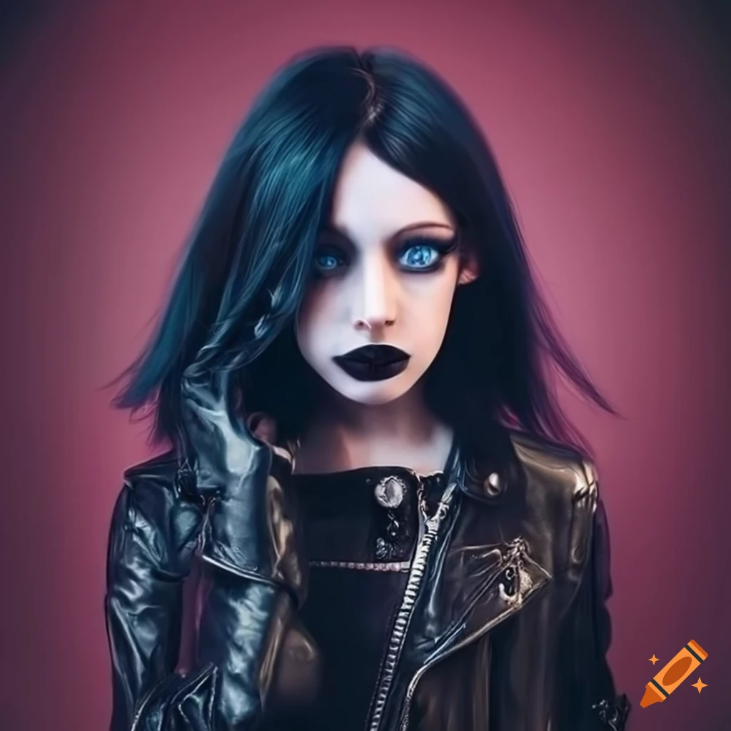 Portrait of a goth girl with piercing blue eyes