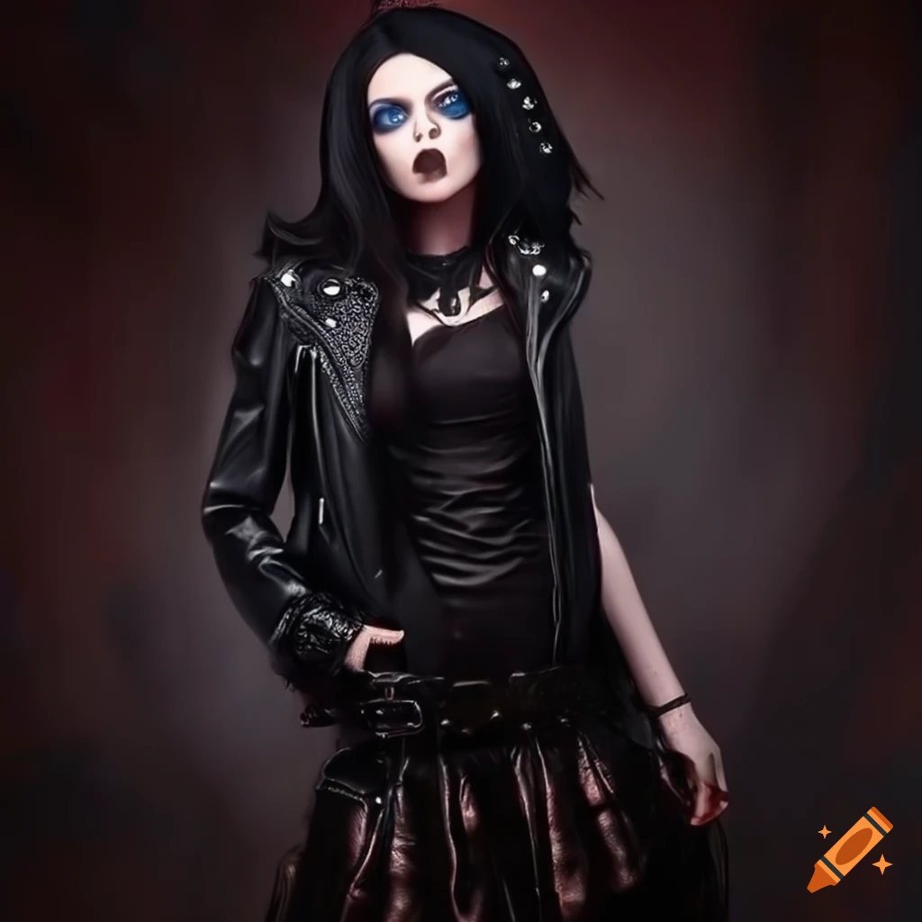 Portrait of a goth girl with piercing blue eyes