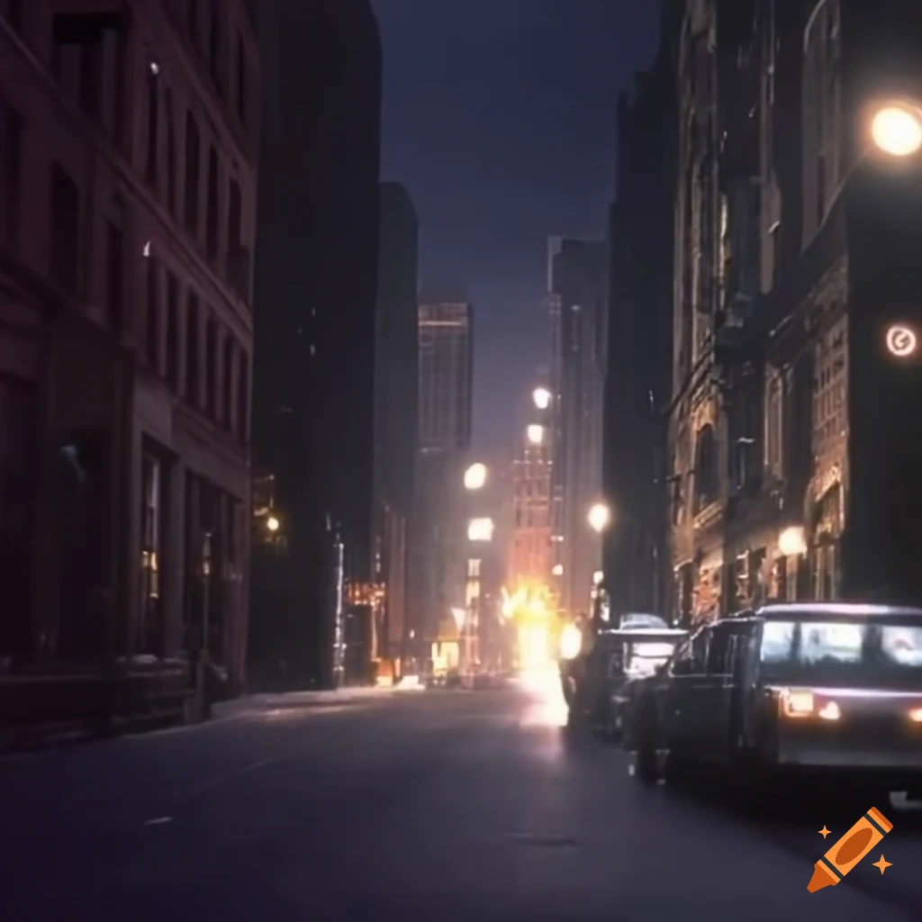 Cinematic view of 90s new york city at night on Craiyon