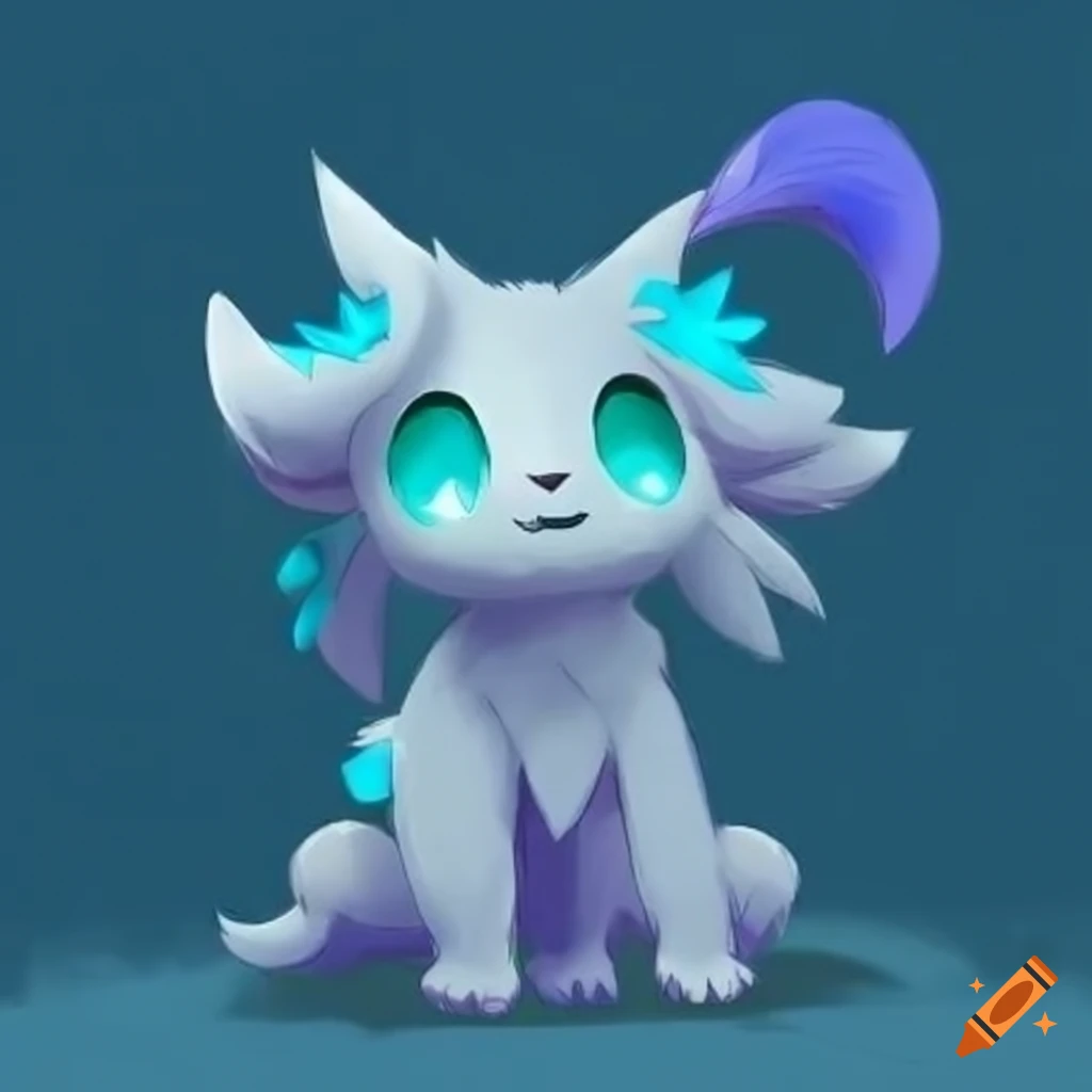 Meowstic, a blue-skinned feline pokemon with green eyes on Craiyon