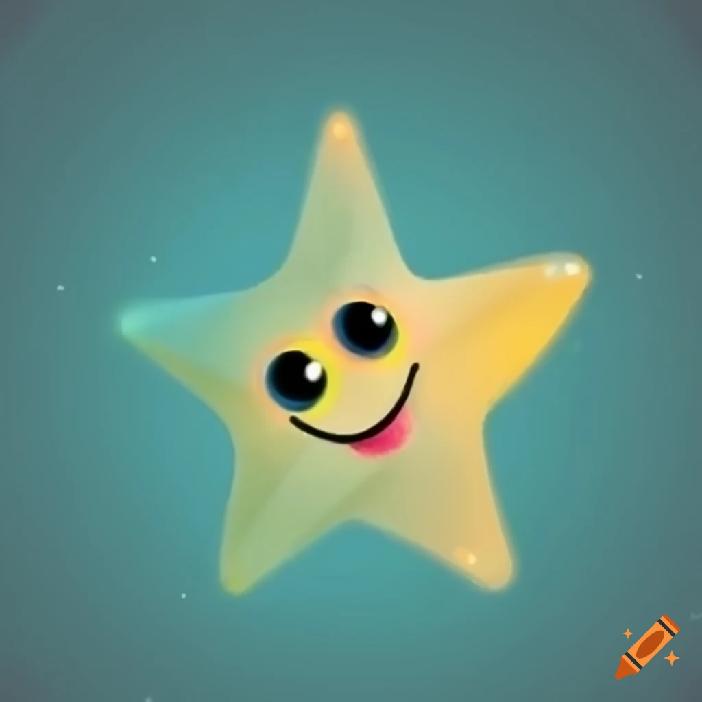 Cartoon star with googly eyes in the forest on Craiyon