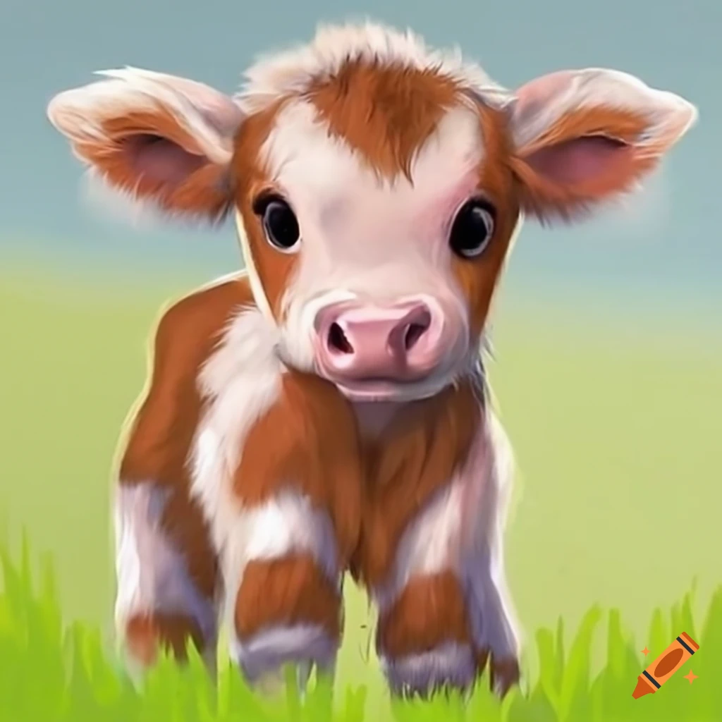 Fluffy baby cow on Craiyon