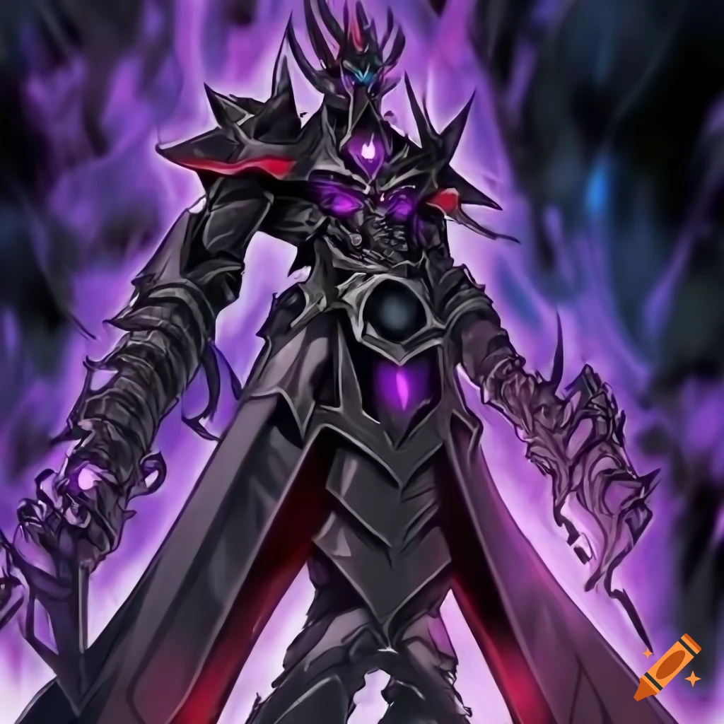 Yugioh card art of a dark king with an evil sword on Craiyon