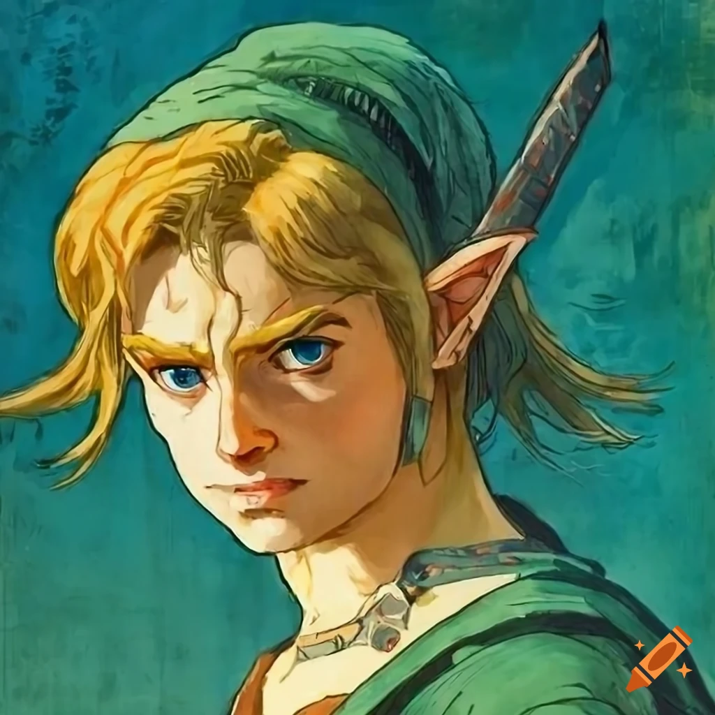 Illustration of Link from Legend of Zelda: Breath of the Wild on Craiyon