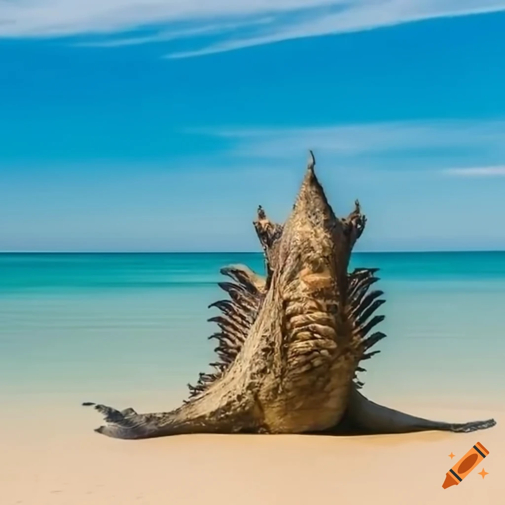 Illustration of a sea monster at the beach