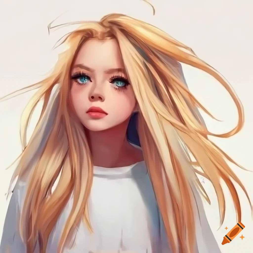 Fashionable blonde girl with long hair on Craiyon
