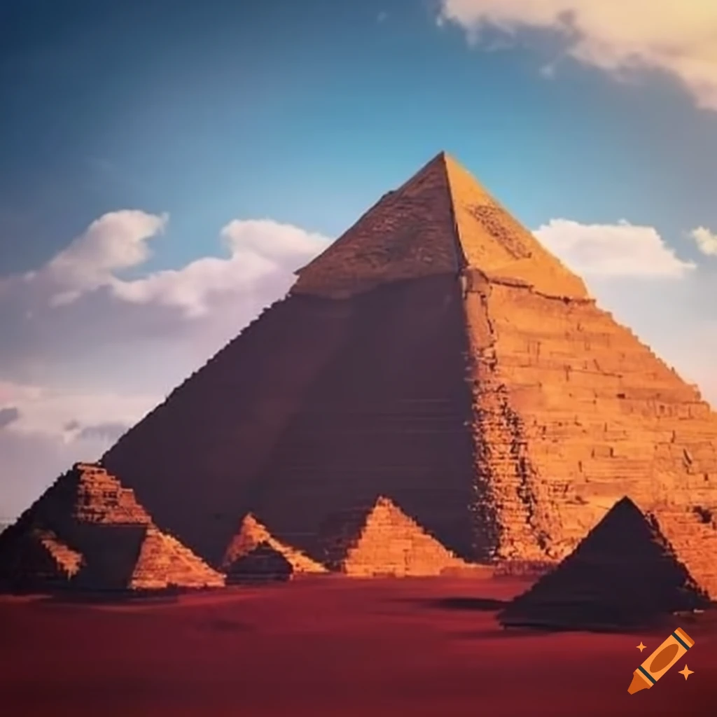 Pyramids with flag of Georgia in front on Craiyon