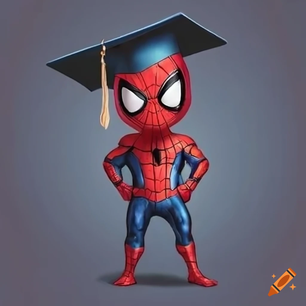 Spiderman wearing graduation attire on Craiyon