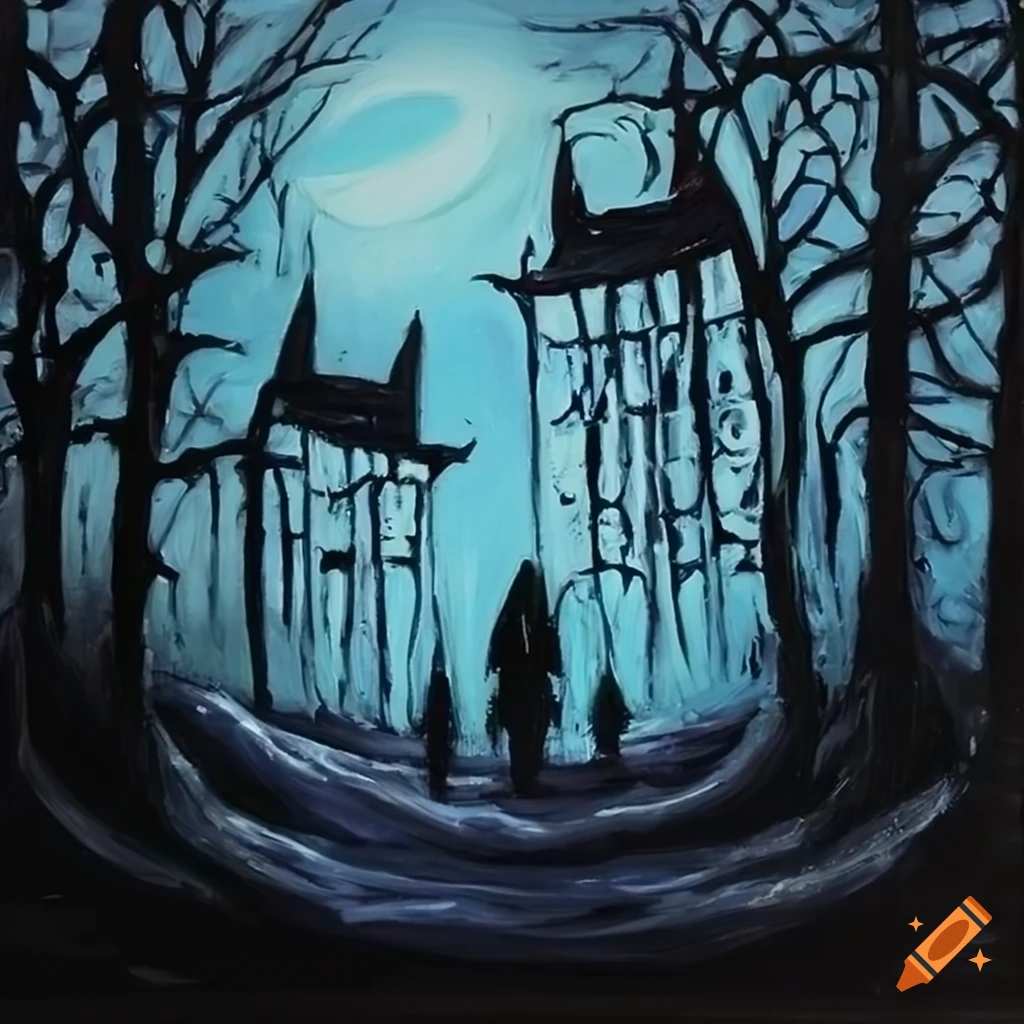 Spooky acrylic painting on Craiyon