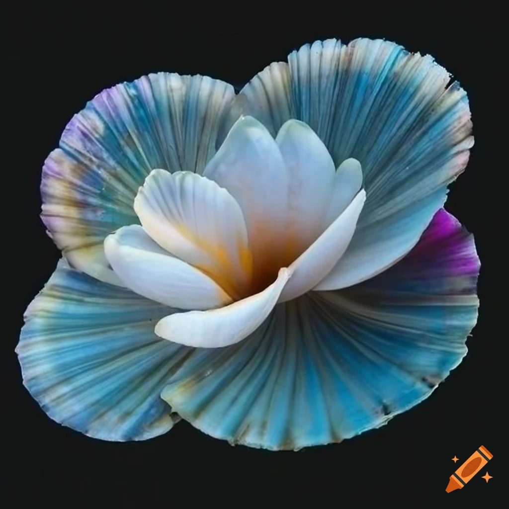 Realistic high-resolution image of a giant iridescent floral shell on ...