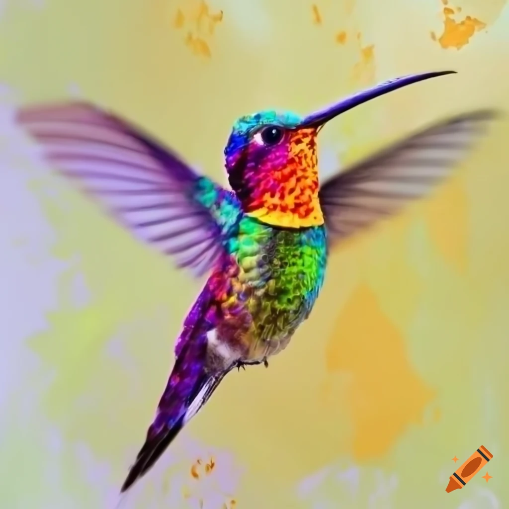 Impressionist painting of a colorful hummingbird on Craiyon