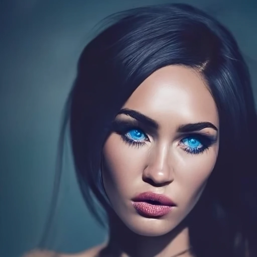 Portrait of megan fox miley cyrus with captivating blue eyes