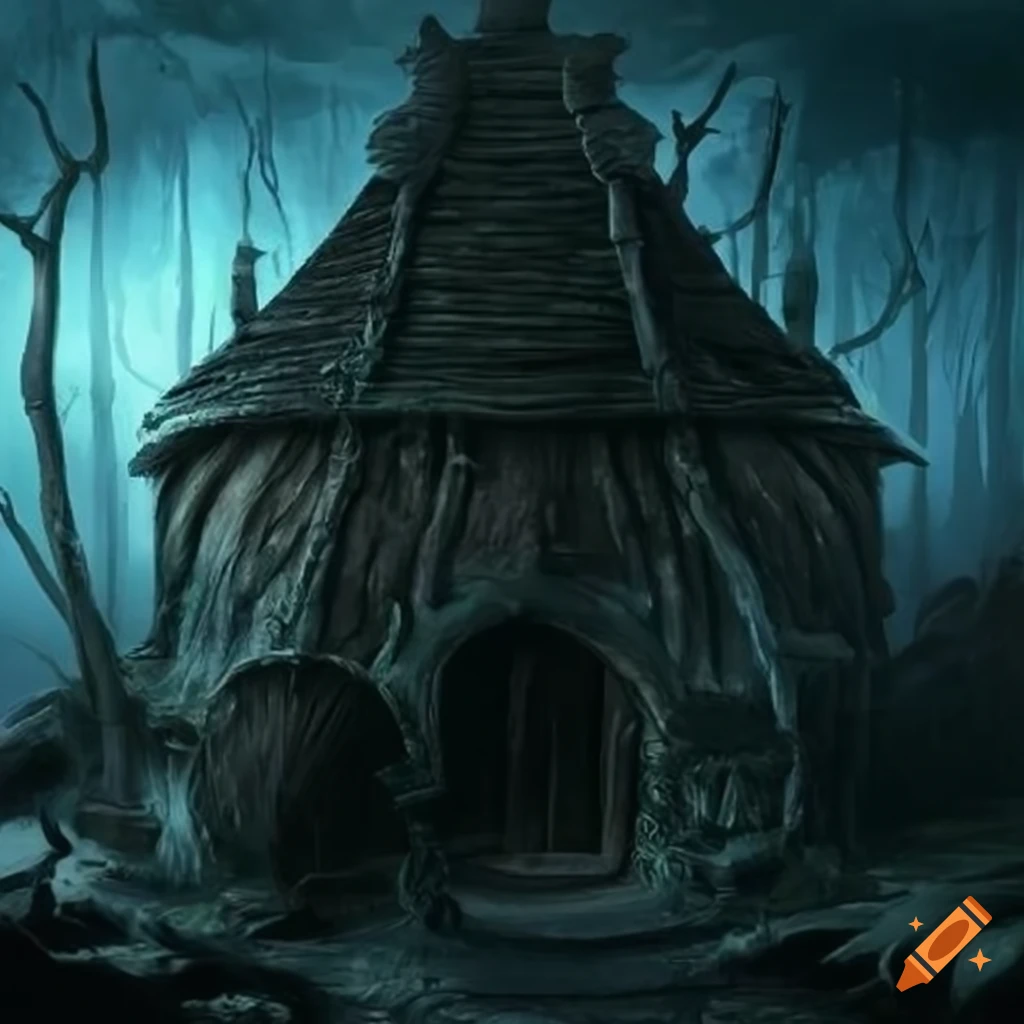 Image of a dark fantasy sorcerer's hut on Craiyon