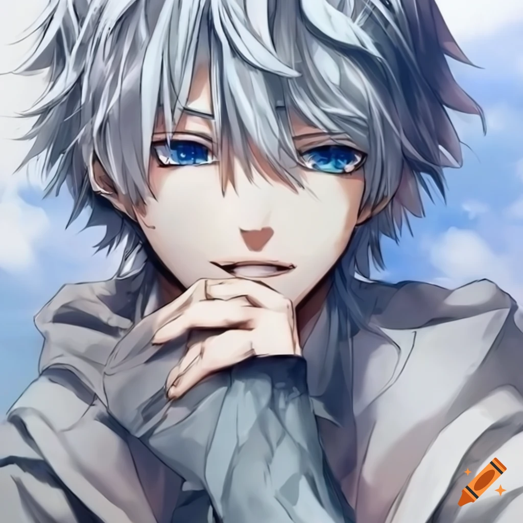 Anime Character With White Hair And Blue Eyes On Craiyon