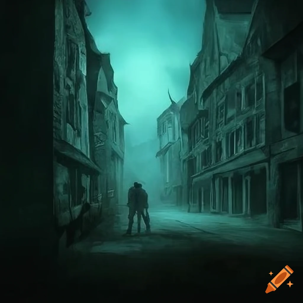 Image of a mysterious town on Craiyon