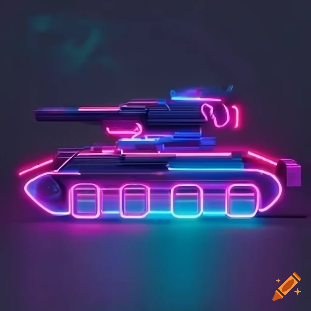 Sleek futuristic tank with neon lights on Craiyon