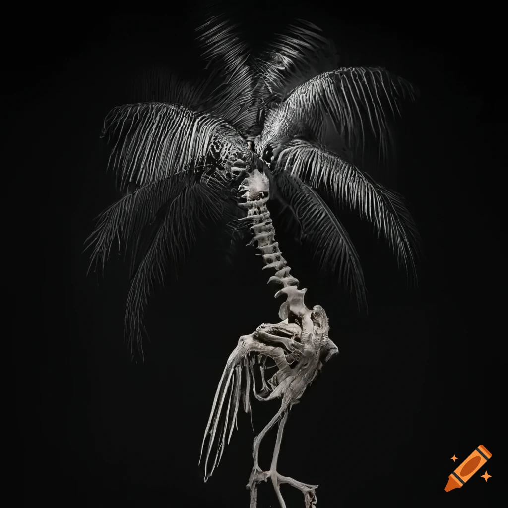Palm trees with bird skeleton on Craiyon