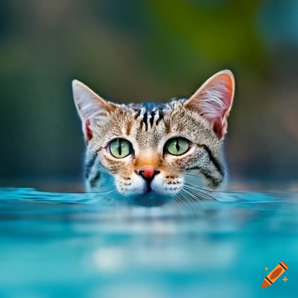 Cat swimming in a pool
